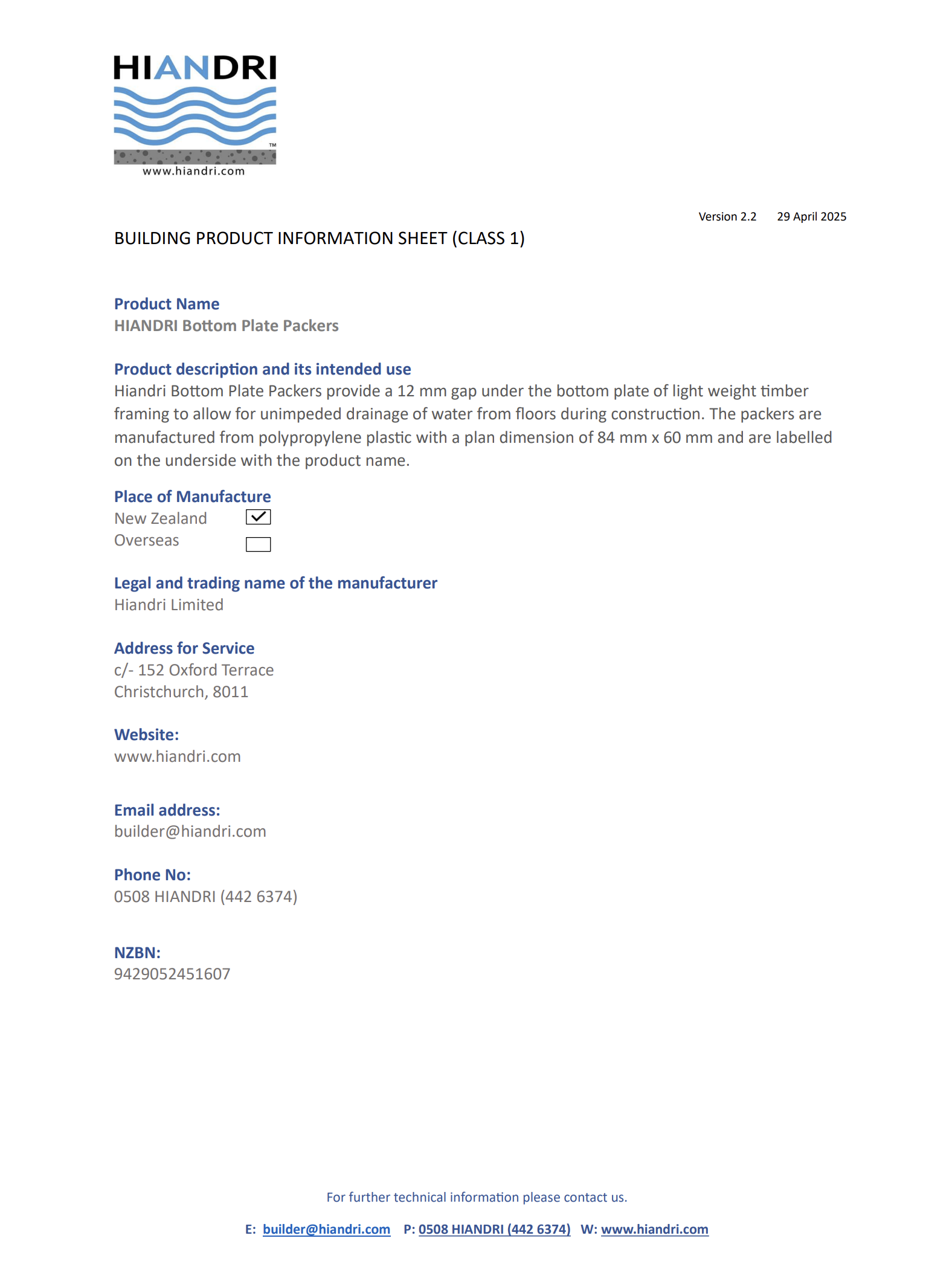 Fire Rated & Noise Control Walls – HIANDRI Bottom Plate Packers